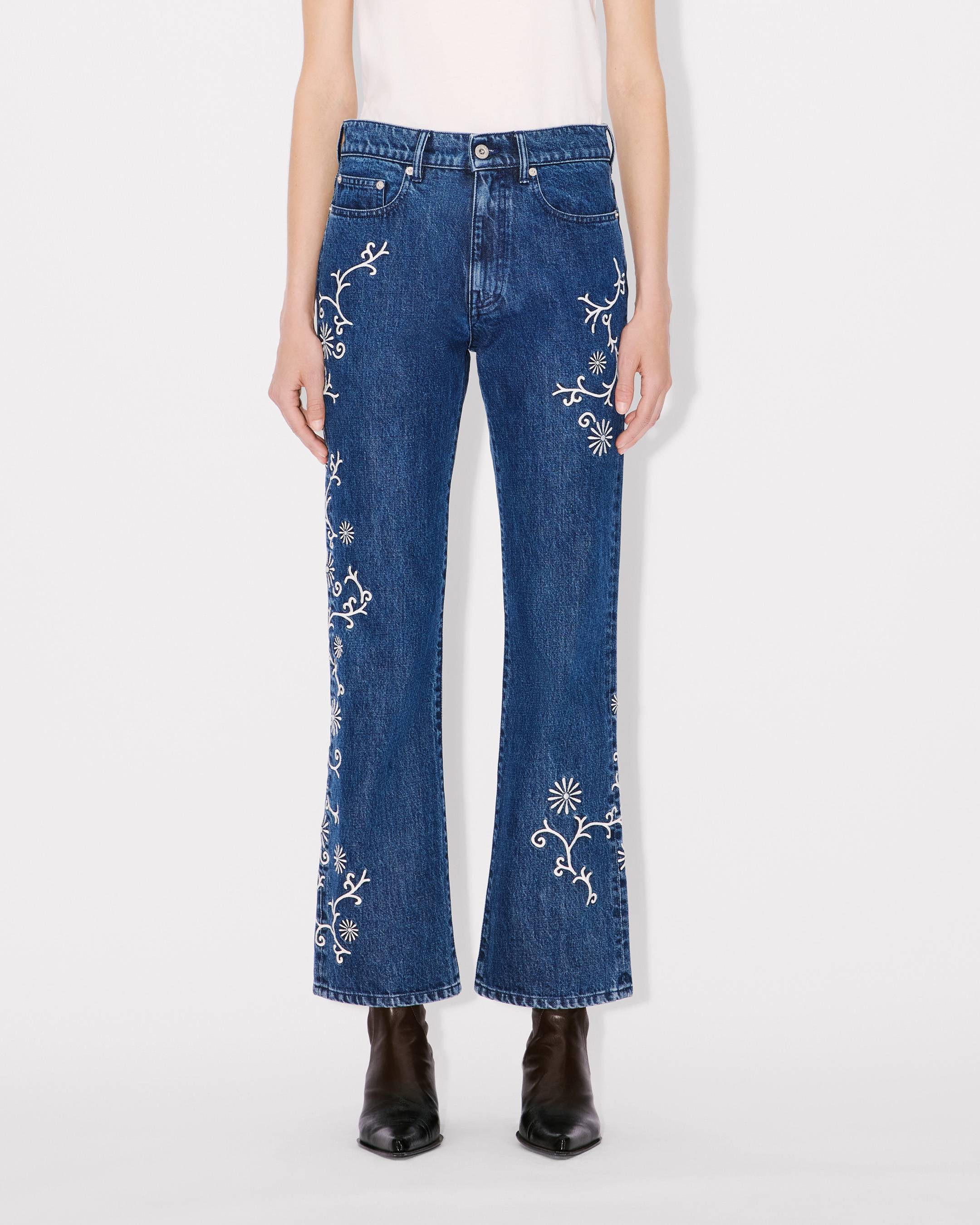 'KENZO Marguerite' BARA cropped embroidered jeans in japanese denim | Women's | KENZO