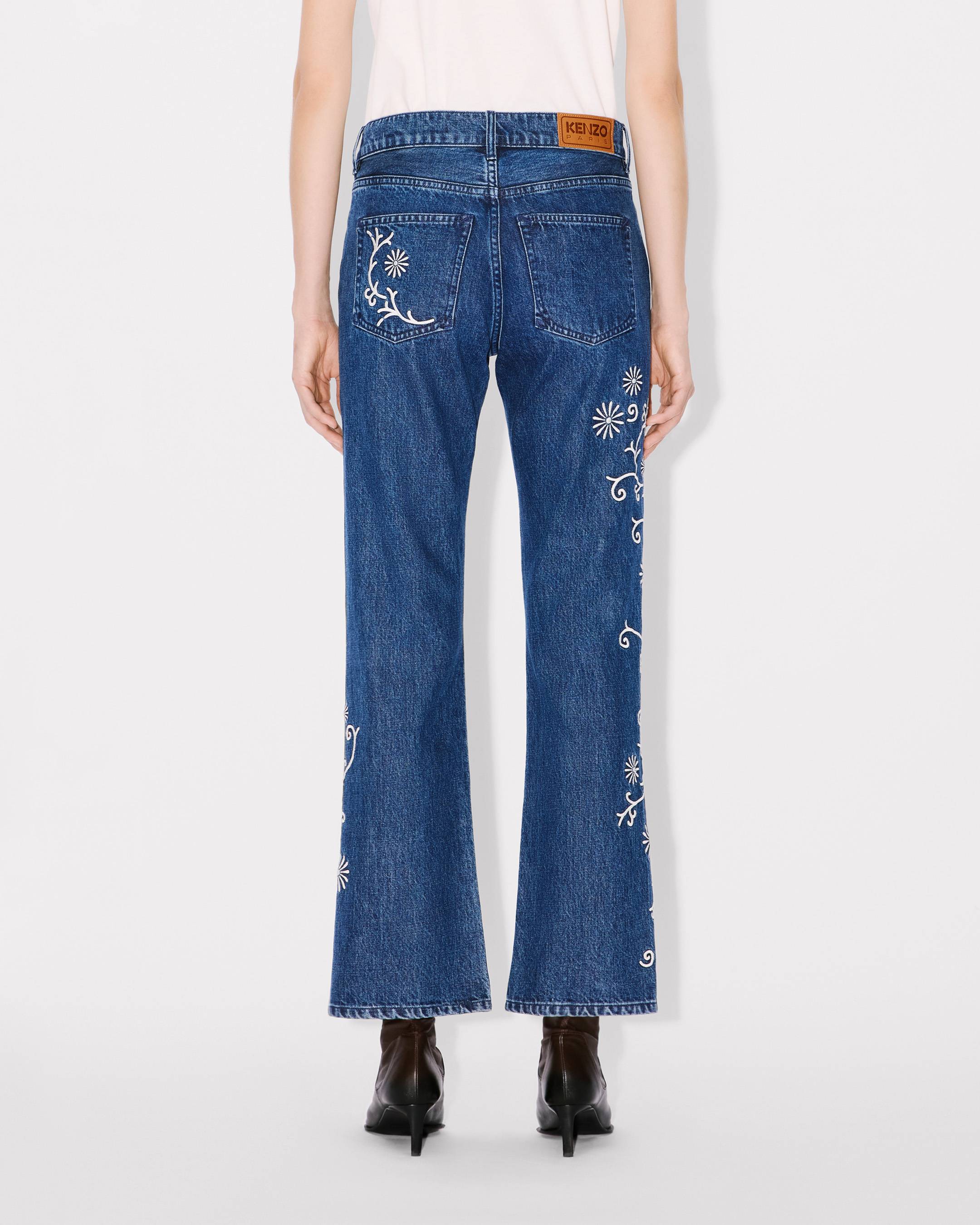 'KENZO Marguerite' BARA cropped embroidered jeans in japanese denim | Women's | KENZO