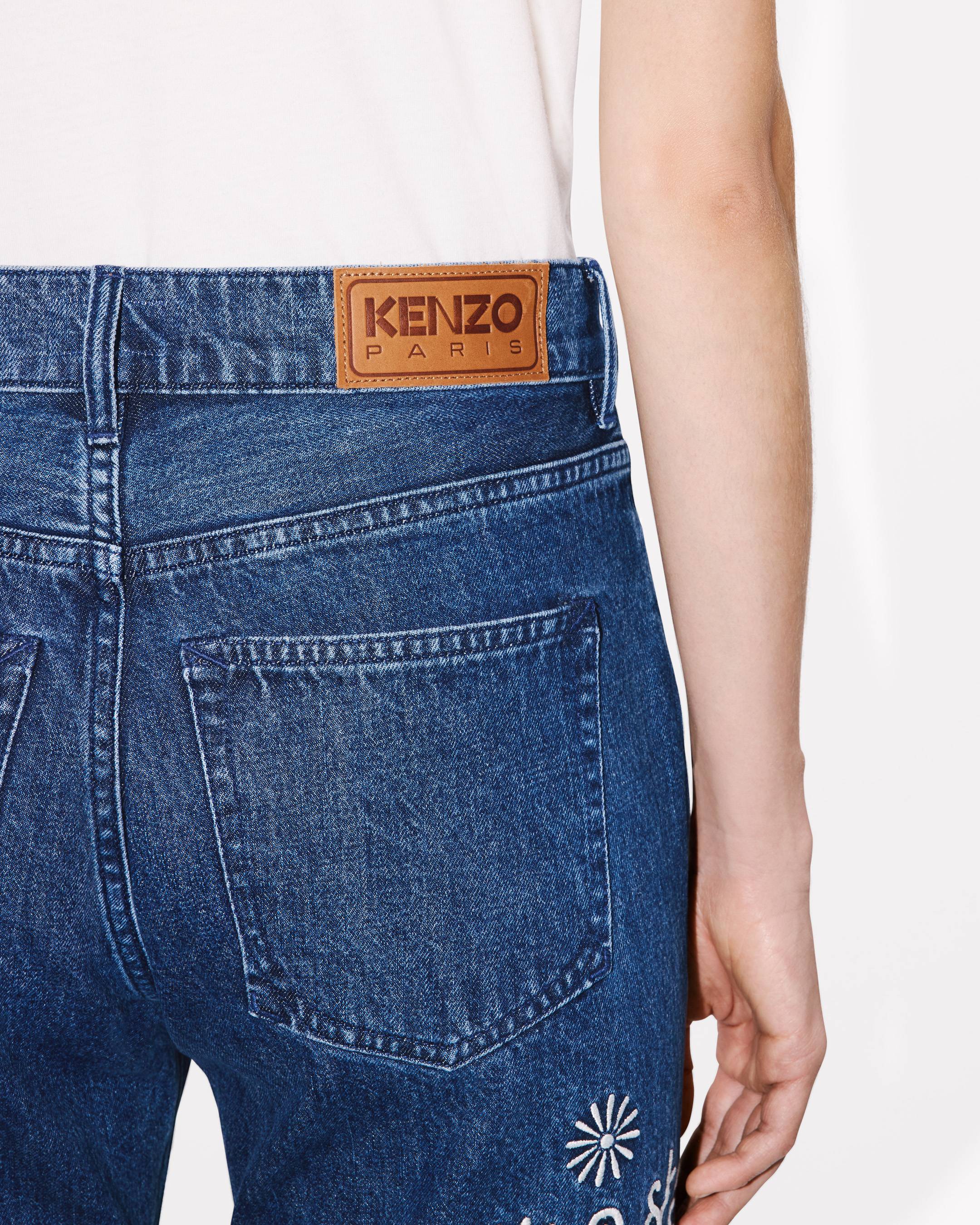 'KENZO Marguerite' BARA cropped embroidered jeans in japanese denim | Women's | KENZO