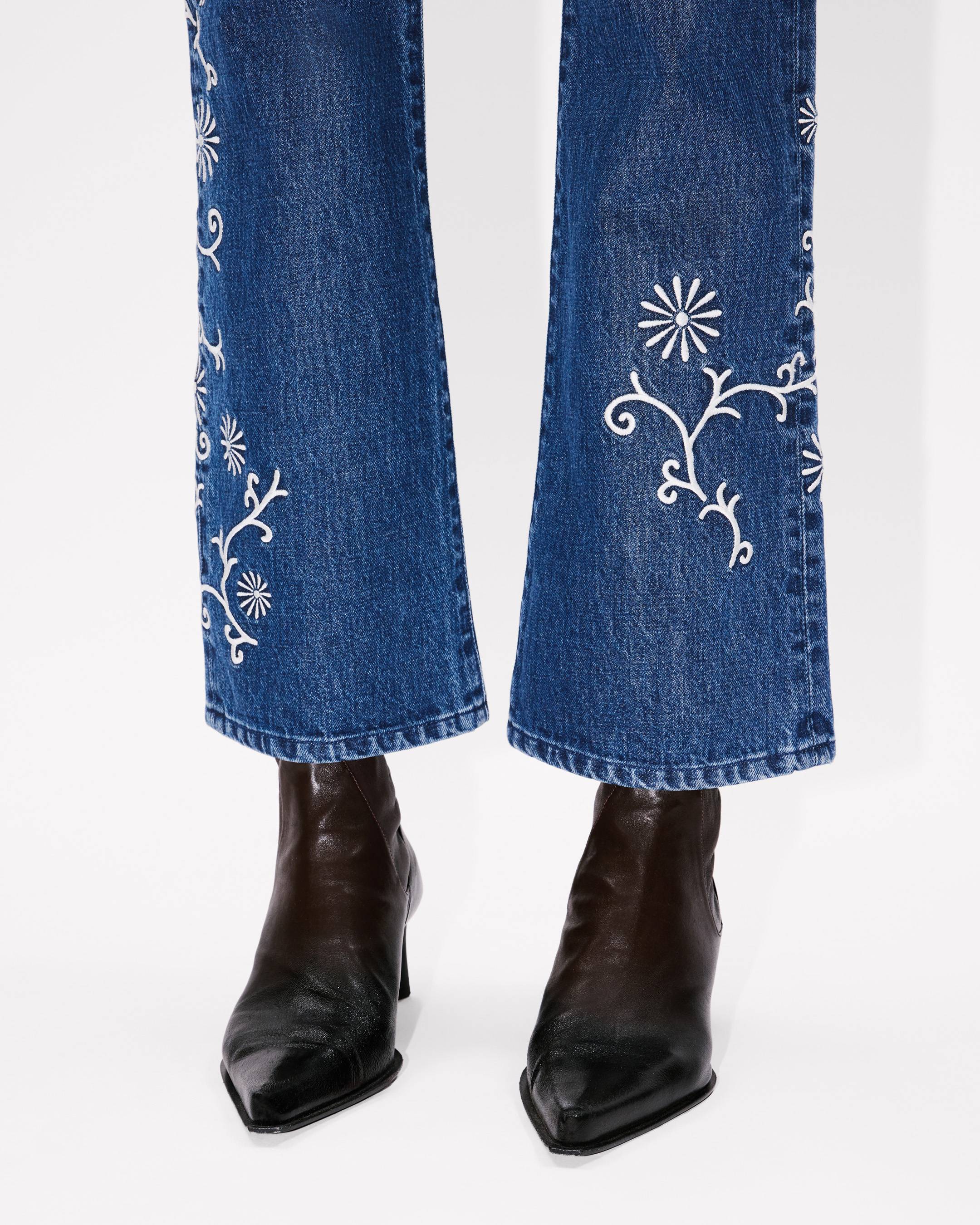 'KENZO Marguerite' BARA cropped embroidered jeans in japanese denim | Women's | KENZO