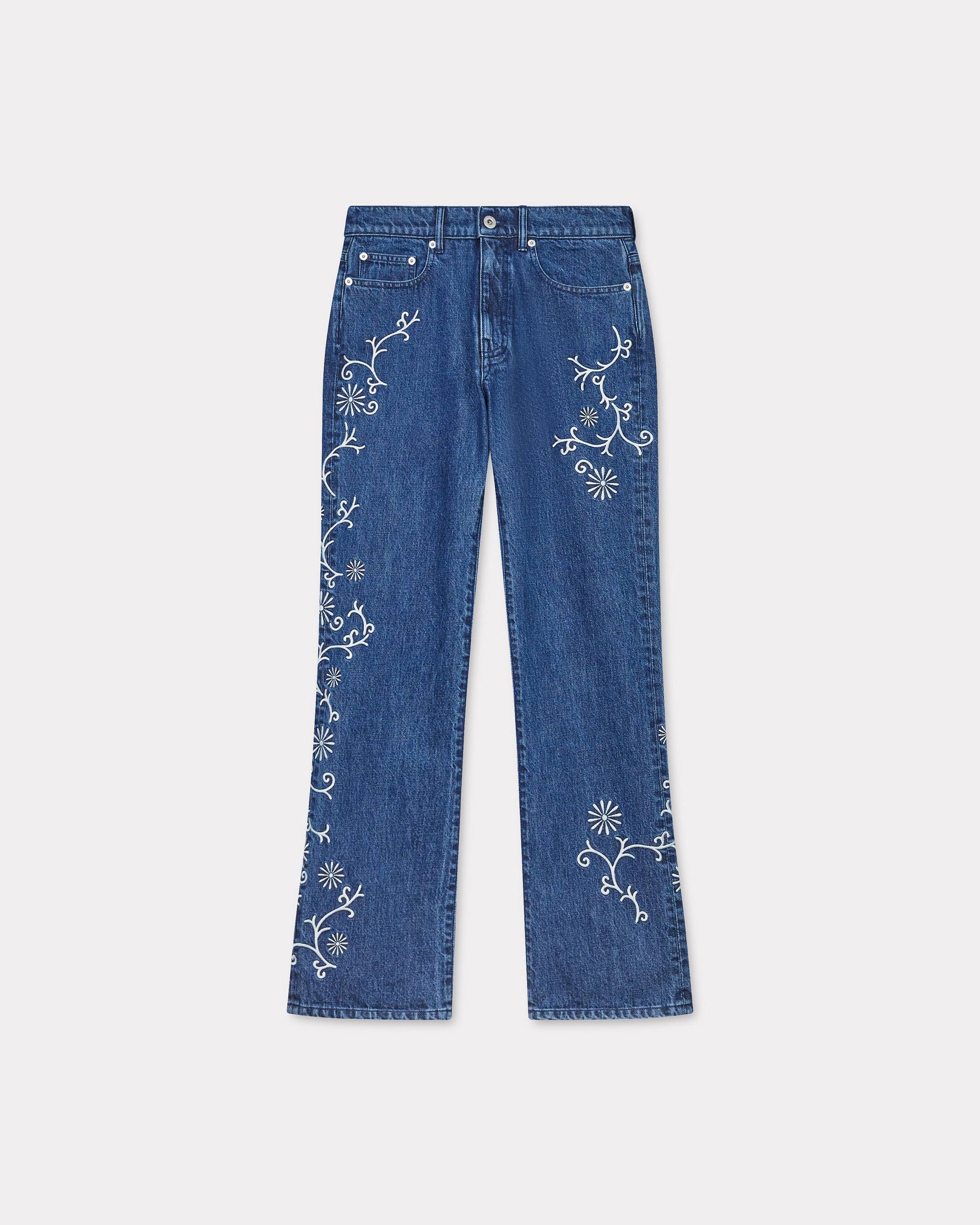'KENZO Marguerite' BARA cropped embroidered jeans in japanese denim | Women's | KENZO