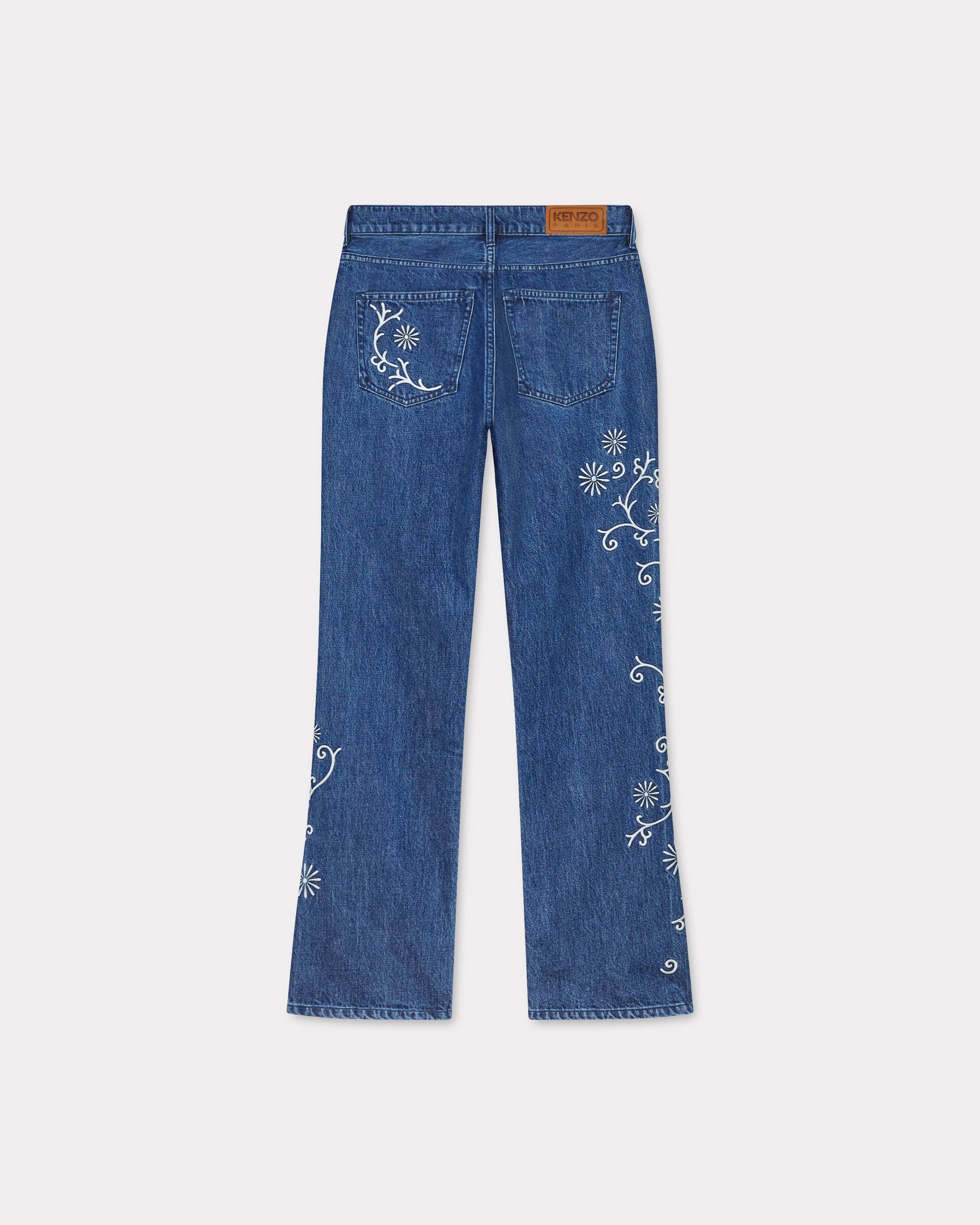 'KENZO Marguerite' BARA cropped embroidered jeans in japanese denim | Women's | KENZO