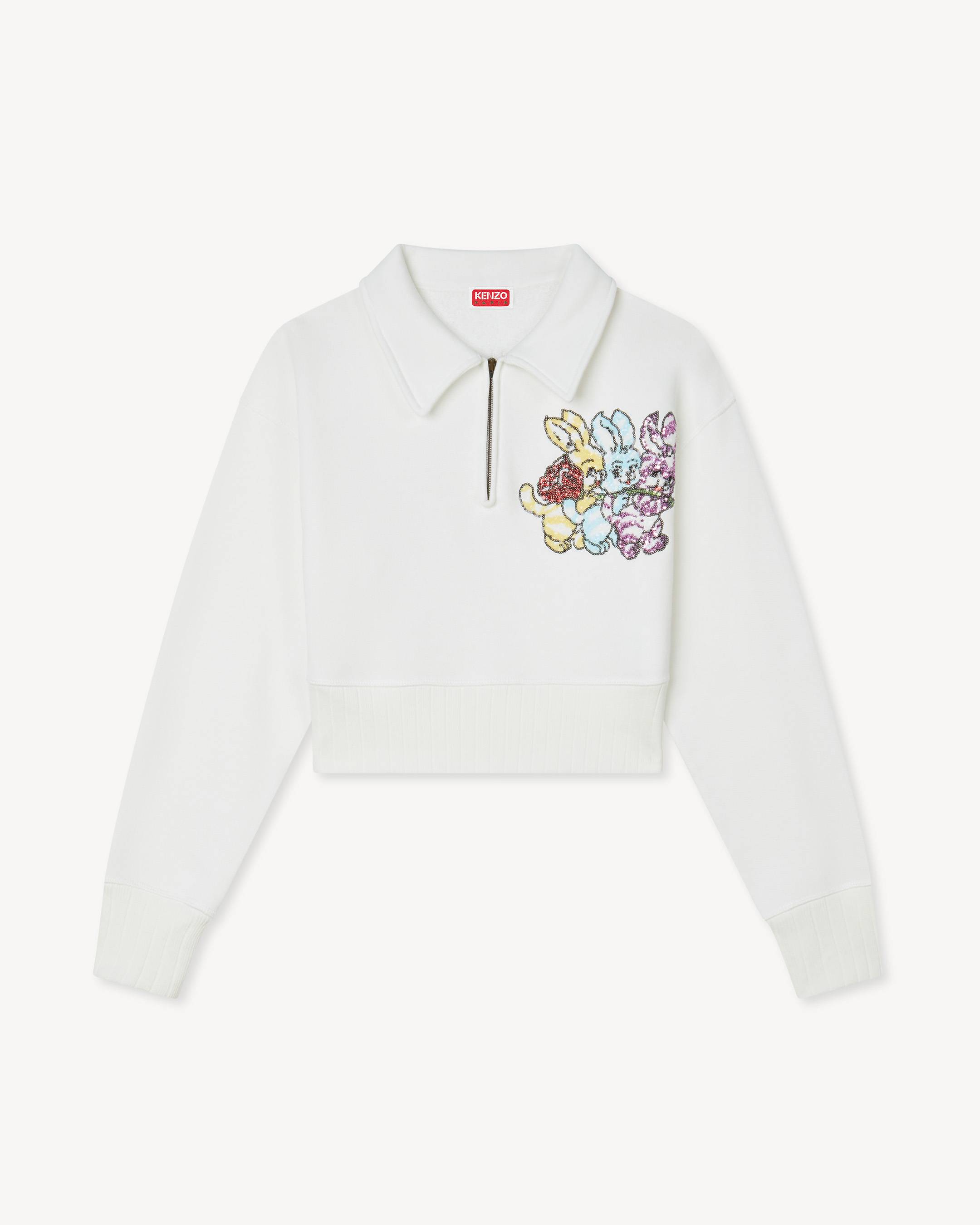 Polo sweatshirt cropped brodé 'KENZO Cartoon' en coton | Femme | KENZO