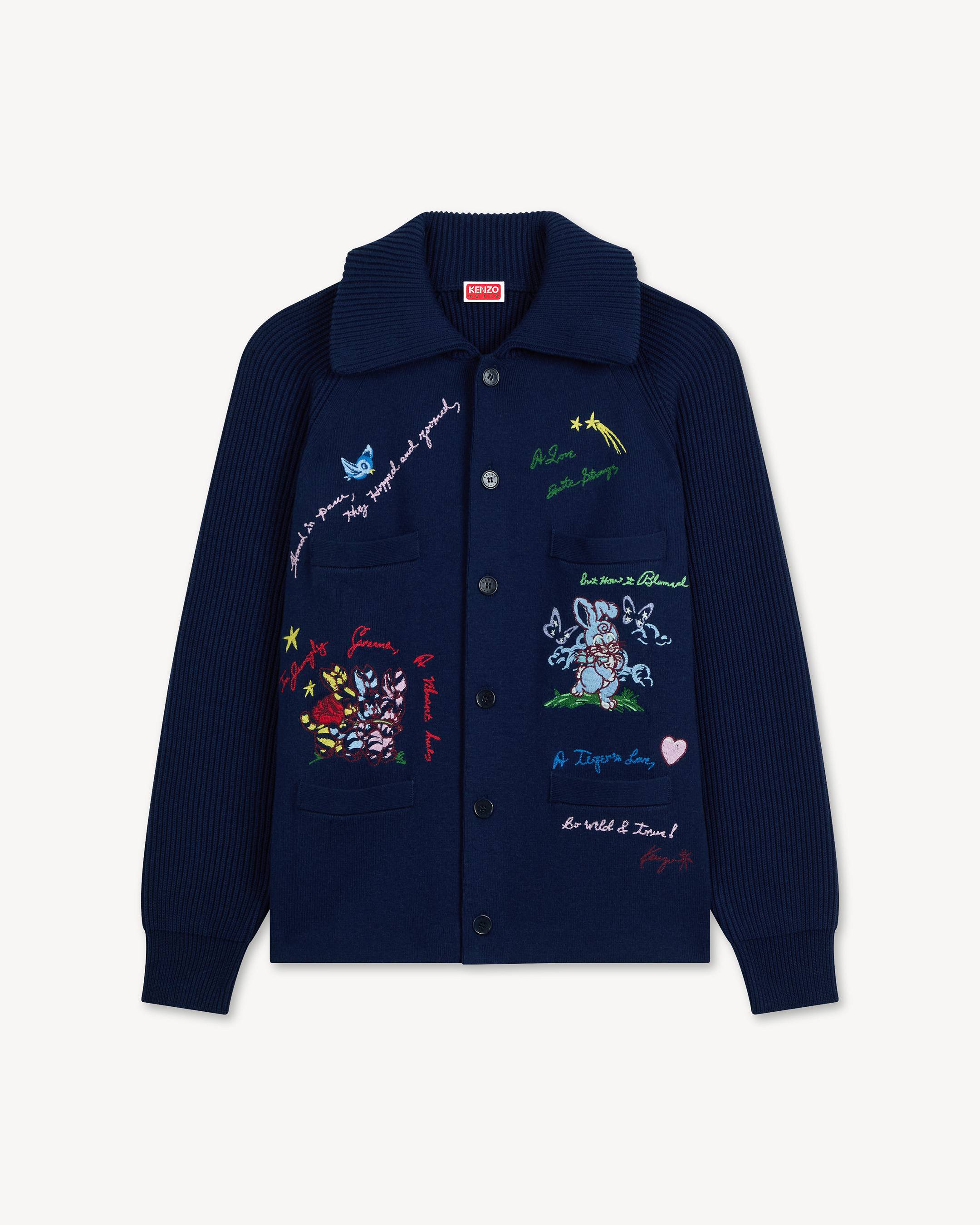 'KENZO Cartoon' embellished cardigan in wool cotton | Men's | KENZO