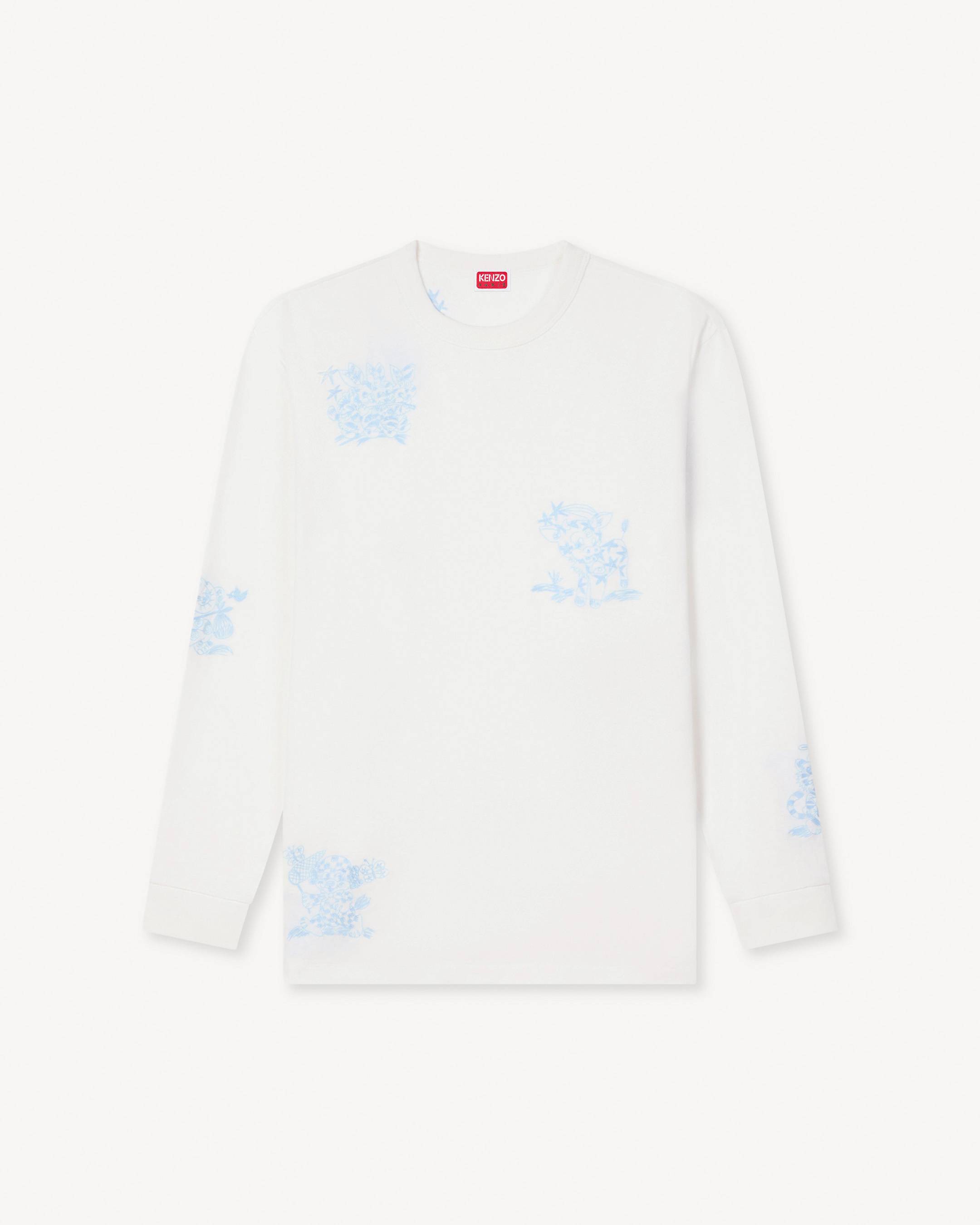 'KENZO Cartoon' outlined relax long sleeve T-shirt in cotton | Men's ...